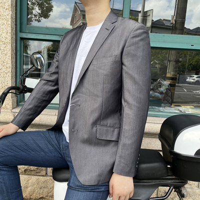 66A206  2025年新款男士西服修身单西四季款商务休闲深灰色中开叉