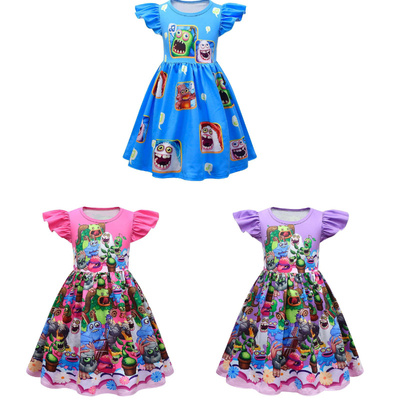 我的歌唱怪兽 My Singing Monsters 夏季女童飞飞袖A字裙连衣裙