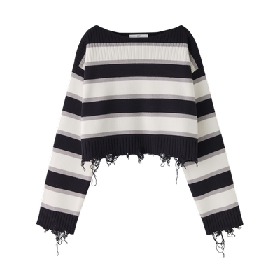 sly甜美日系撞色条纹针织衫毛衣