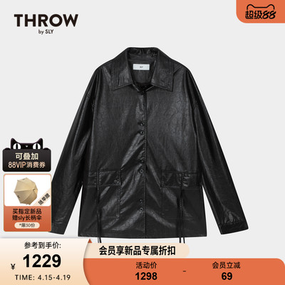 SLY 2026早春新品街头复古风抽绳口袋仿皮夹克外套038JSZ30-1001