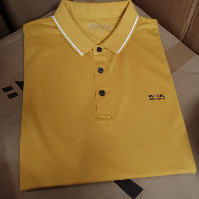 福利家！清货！刺绣豆家polo衫男品牌纯棉套恤翻领黄色短袖套头衫
