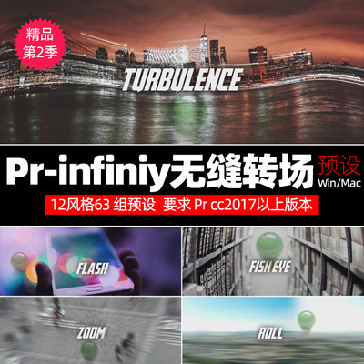 pr无缝转场插件变焦平移投影滚动卷轴胶片Infini2y预设win/mac