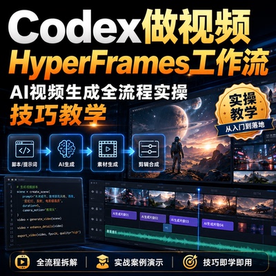 Codex做视频HyperFrames工作流AI视频生成全流程实操技巧教学