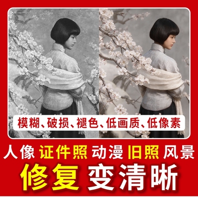 修复老照片低像素分辨率放大动漫卡通模糊图片处理提升变高清晰度