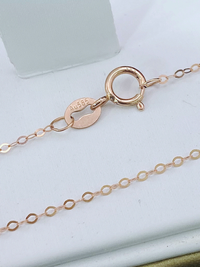 臻怡14K金项链手链脚链Au585素金闪O链颈链玫瑰金可定制长度_虎窝淘