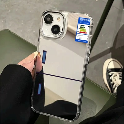 2024新款高颜值高档可爱简约冰箱12手机壳11promax补妆外壳女生xs/13适用苹果xr镜面8plus/14/15镜子x保护套7