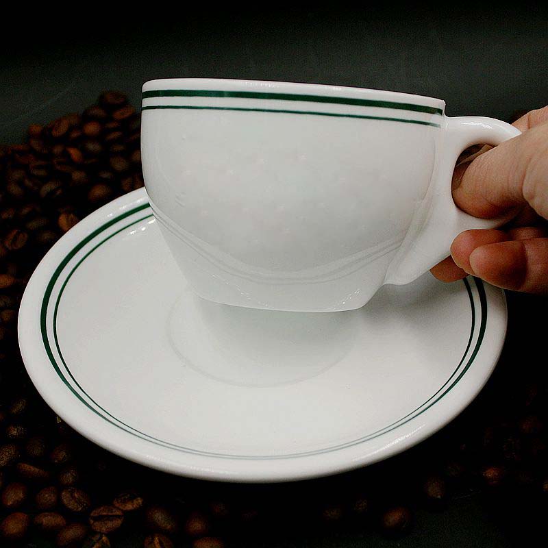 创意加厚香港丝袜奶茶杯子牛奶水杯咖啡杯套装港式餐厅家用双绿线