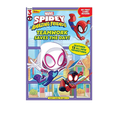 英文原版 Spidey And His Amazing Friends Teamwork Saves The Day! 蜘蛛侠和他的神奇朋友 漫威全彩漫画
