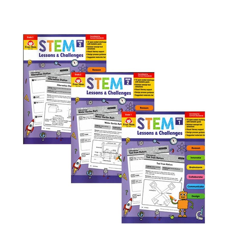小学低年级 STEM Lessons and Challenges Grade 1-2-3课程挑战练习 Evan Moor美国加州教辅英文原版 ...