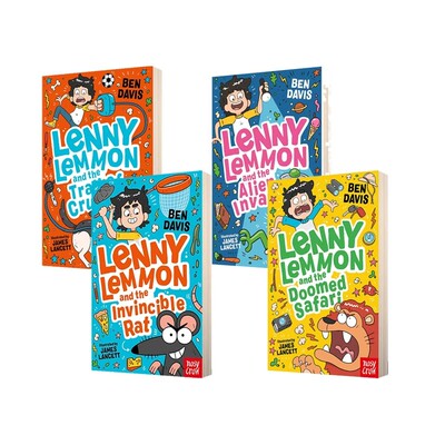 莱尼莱蒙 4册 Lenny Lemmon and the Doomed Safari/Alien Invasion 英文原版 儿童幽默笑话 爆笑校园喜剧故事书 大嘴鸟