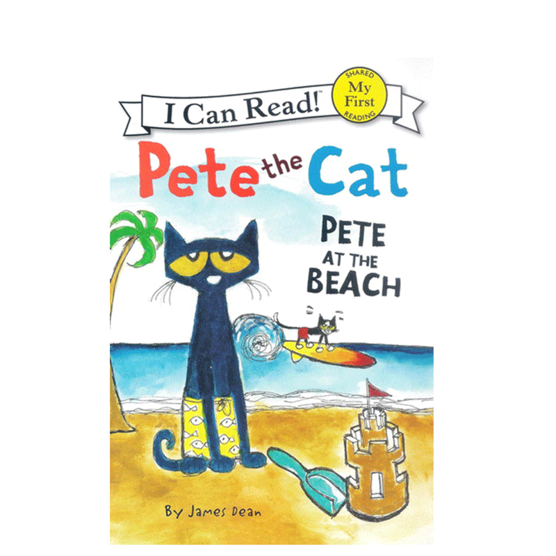 英文原版 Pete the Cat: Pete at the Beach 皮特猫 I can read 1分级读物 儿童绘本图画故事书