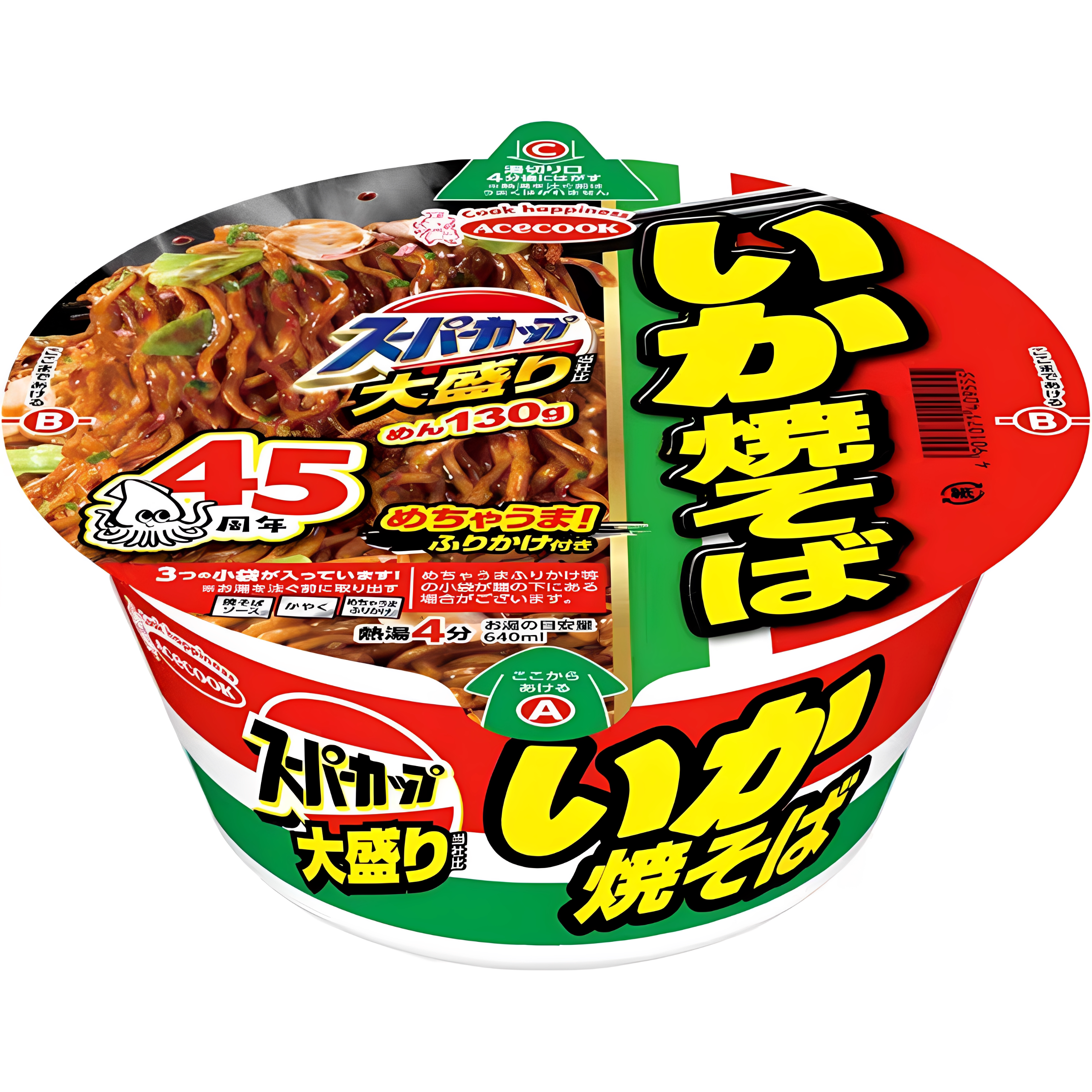 现货日本Acecook大盛鱿鱼酱汁炒面166g