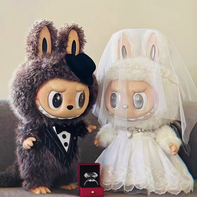 zimomo大首领天使labubu娃衣拉布布搪胶公仔衣服装罗马柱防尘58cm