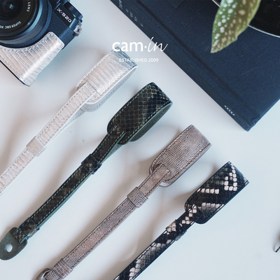 camin相机手腕带蛇纹牛皮真皮款