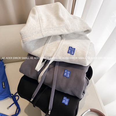 正品ader加绒连帽刺绣卫衣帽衫