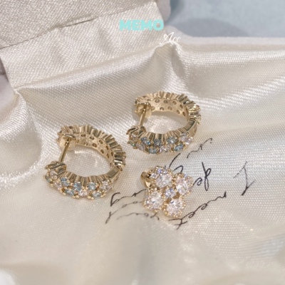 【MEMO】那不勒斯 油画感咖金设计感直针耳圈耳骨钉E068