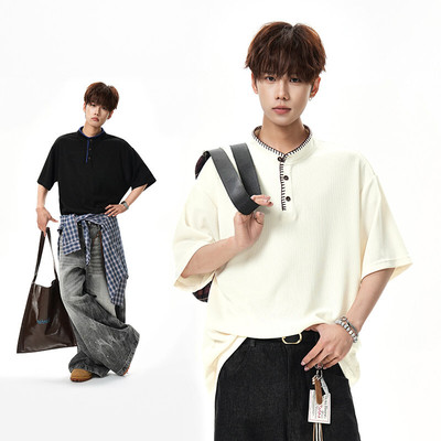 2026夏季新款手缝线美式亨利领短袖T恤男DT6240特P30建议零售价78