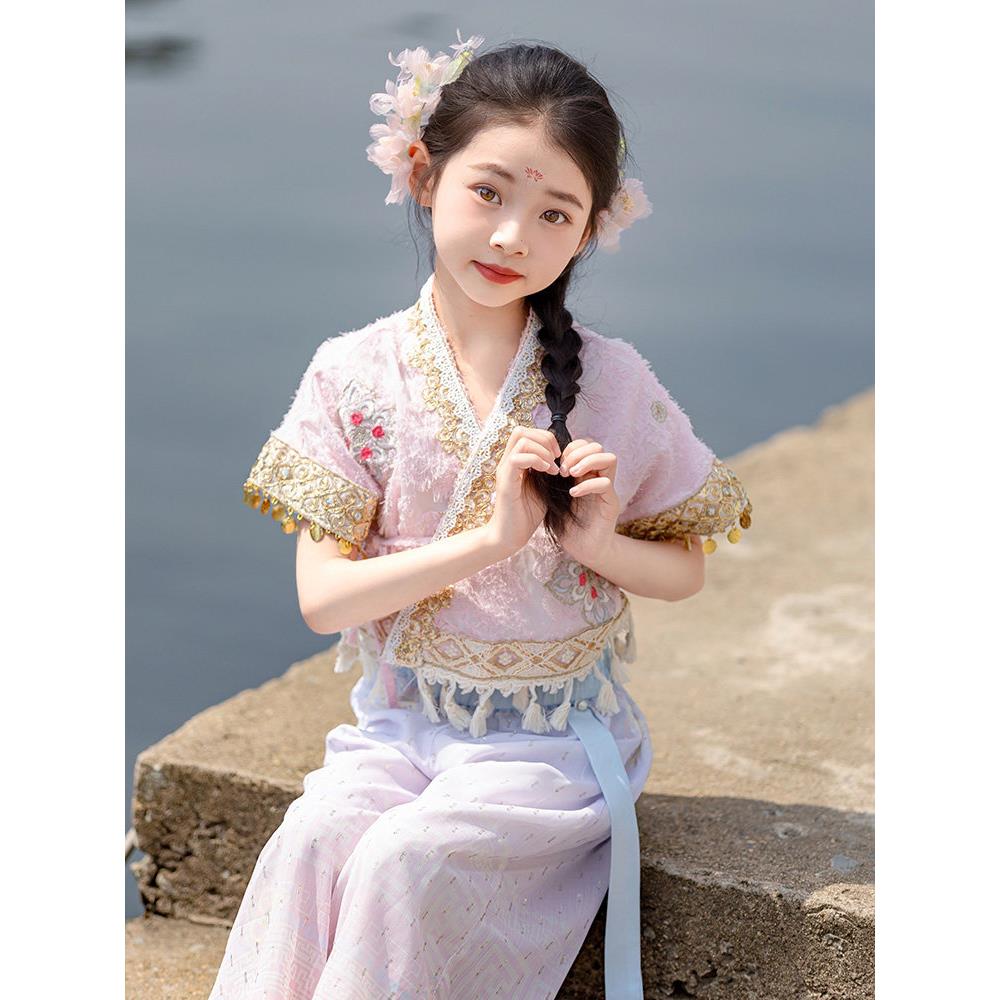 女 童傣族服云南西双版纳泼水节舞蹈服6汉服亲子旅拍民族风演出服
