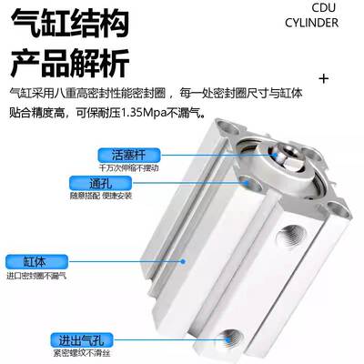 亚德克型薄型气缸ACQ/ASQ/ATQ/ACQD/ACQJ/TACQ小型气动大推力