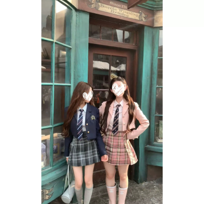 清潭国际高中韩国校服校供西装外套学院JK制服半身裙套装短裙三件