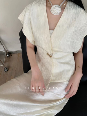 AW法式高级感掐腰上衣女2024年夏季新款小众设计蚂蚁腰小外套女