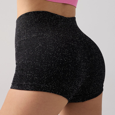 高腰瑜伽裤三分裤女亮丝短裤