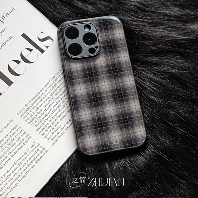 之简ZHIJIAN《格子布纹》玻璃亮面磨砂手机壳新款小众不撞壳适用苹果17promax麦芒40VIVOX100PROIQOO15