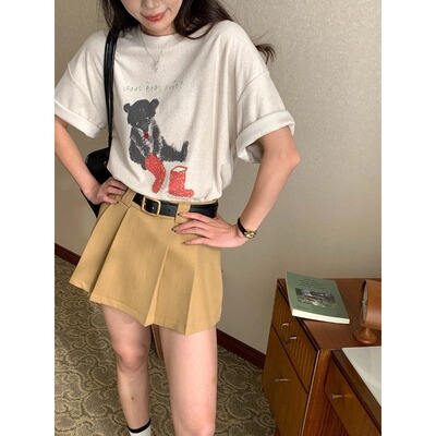 3th Morning 早春新款 童话森林 磨毛小熊宽松休闲短袖T恤ZY2643