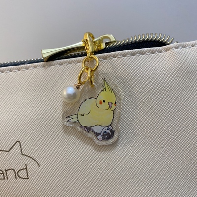 订制新品金色拉链扣Mofusand鲨鱼猫鹦鹉玄凤虎皮可爱黄色包挂蓝色