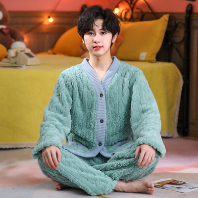 青少年秋冬季新款儿童珊瑚绒睡衣