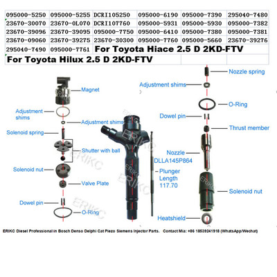 ERIKC 23670-30070 DCRI107760共轨喷油器油嘴配件 DLLA145P864