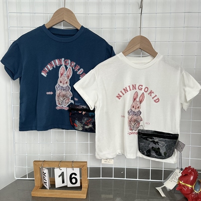 0141高端童装大品家小九，女宝短袖T恤，宽松版型