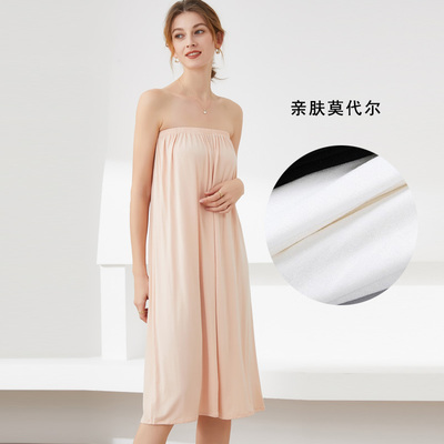 莫代尔打底抹胸防透两穿连衣裙