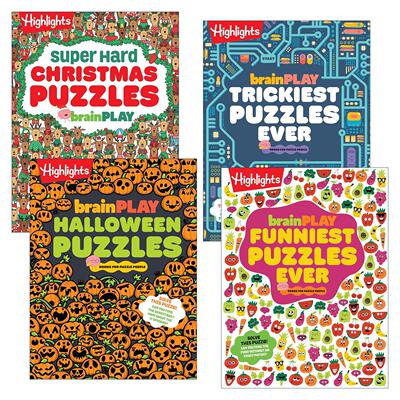 英文原版 brainPLAY Puzzle Books 4册 Highlights亮点儿童解谜益智游戏活动书 隐藏图片 脑筋急转弯 迷宫 英文版 进口原版书籍