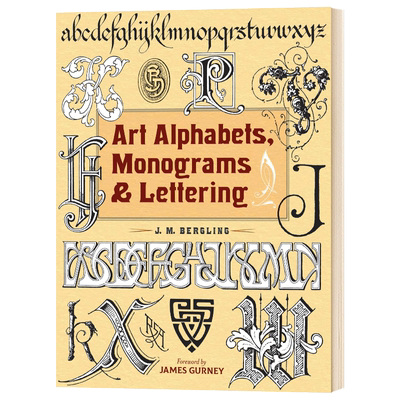 艺术字母 花押字和手写体 Art Alphabets Monograms and Lettering 英文原版设计类工具参考书籍