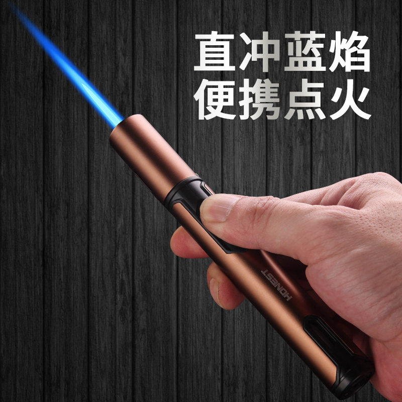 百诚充气防风打火机直冲蓝火焰气体便携式雪茄艾灸专用喷枪点火器