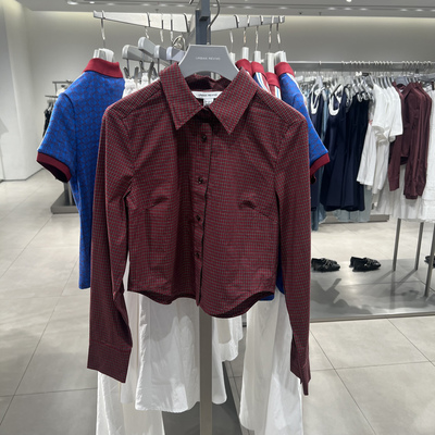 UR国内代购2025秋季女装时尚百搭休闲格纹排扣开襟衬衫UYL250120