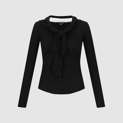 UR国内代购2026春季女装时尚魅力设计感系带短款修身T恤UWG460019