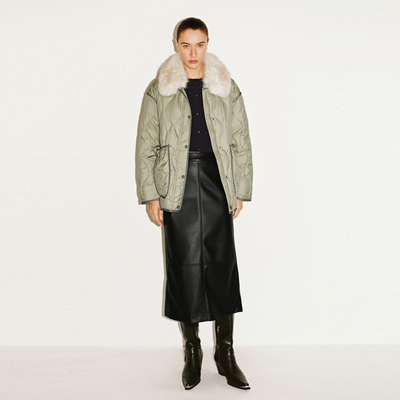 UR国内代购2025冬季女流光风休闲毛领抽绳口袋羽绒外套UWH150066