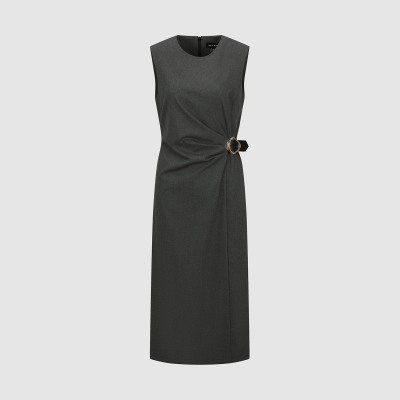 UR国内代购2026春季新款女装魅力气质金属扣褶皱连衣裙UWG760049