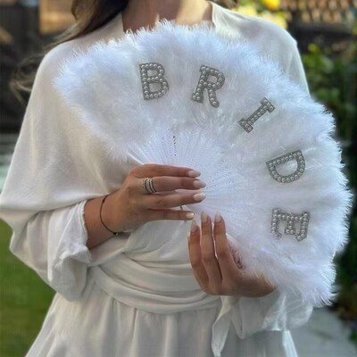 新娘结婚订婚单身派对羽毛折扇子