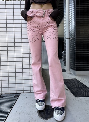 五角星重工金属烫钻Srrybabe高腰