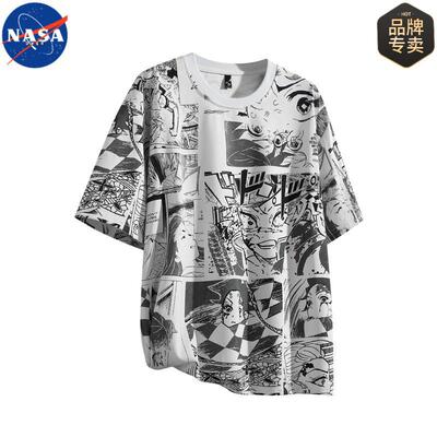 NASA动漫印花男宽松短袖T恤