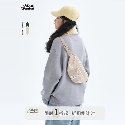 MostWanted织带印花网眼口袋腰包