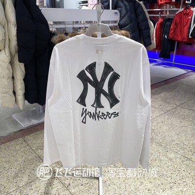 MLB涂鸦NY大标男女针织长袖T恤