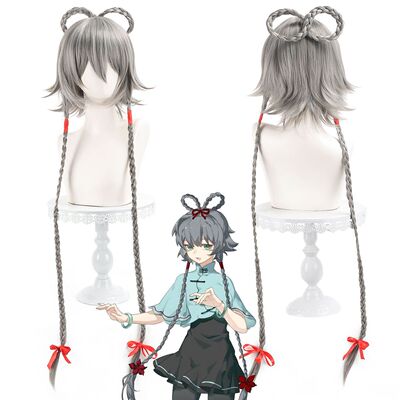 Vocaloid V家 洛天依cosplay假发 灰色双马尾麻花辫造型款毛胚