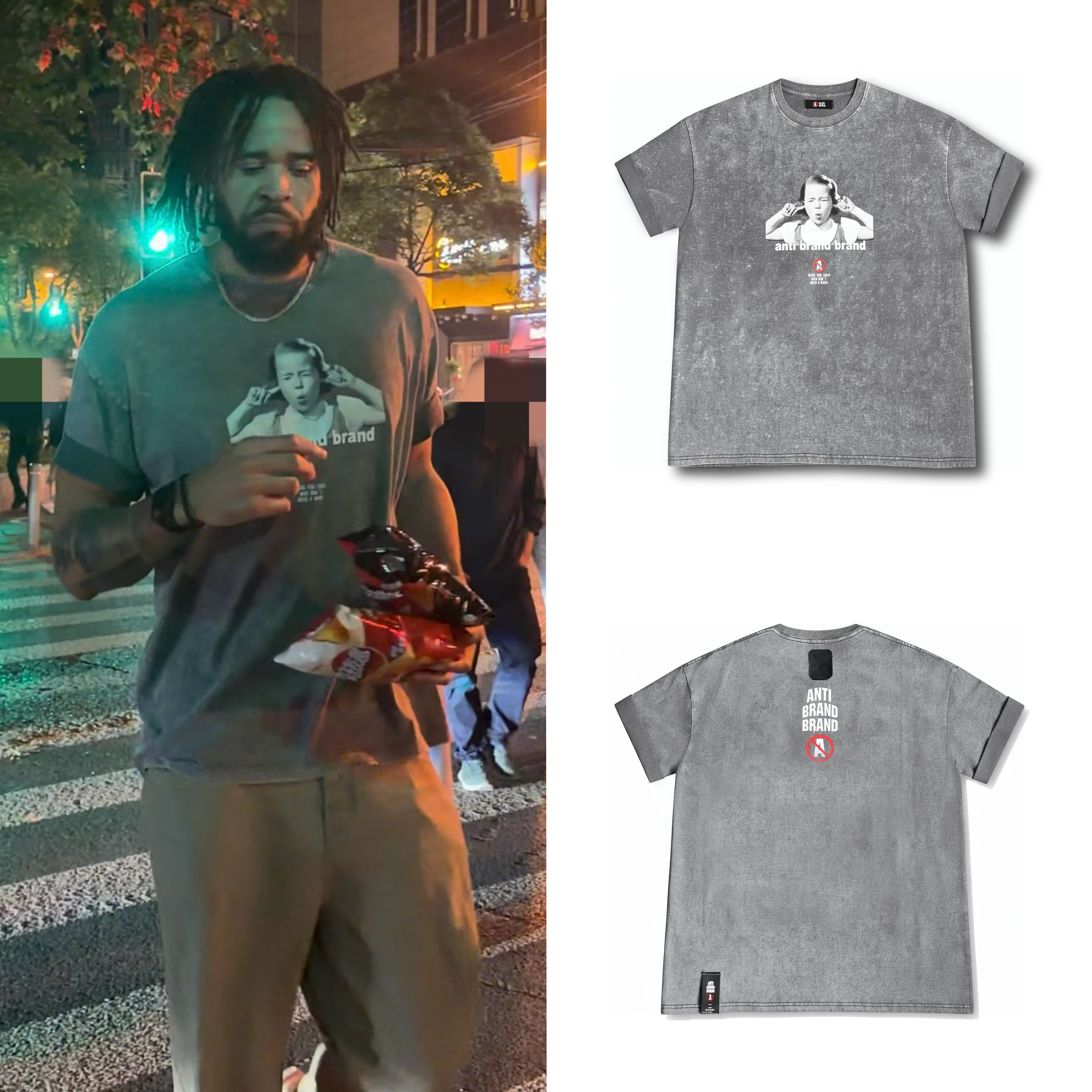 ANTI BRAND BRAND【远离嘈杂】美式卷袖复古大版水洗T恤