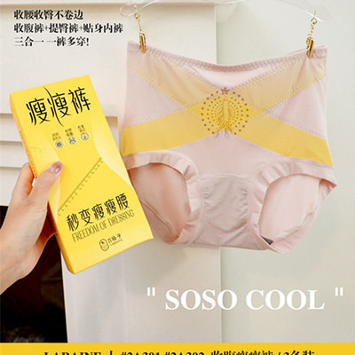 3条盒装花仙子瘦瘦裤2A301高腰莫代尔微压收腹提臀暖宫内裤2A302