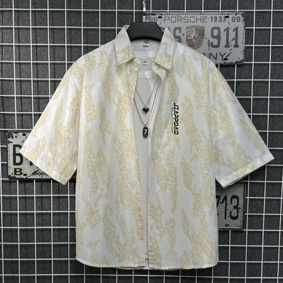 2023夏季中国风男装冰丝刺绣唐装汉服披风斗篷外套花式短T袖衬衫