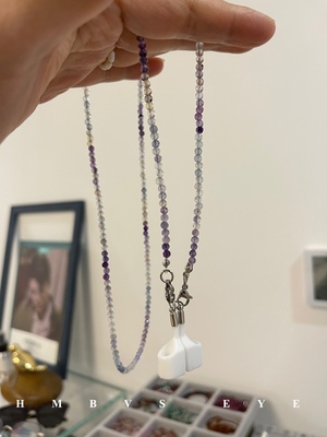 新款airpods有杆无线耳机防丢链多用款萤石耳机链项链 三合一款